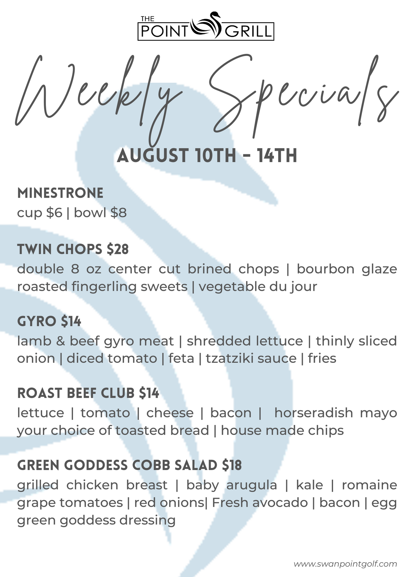 The Point Grill Information - Swan Point Yacht & Country Club